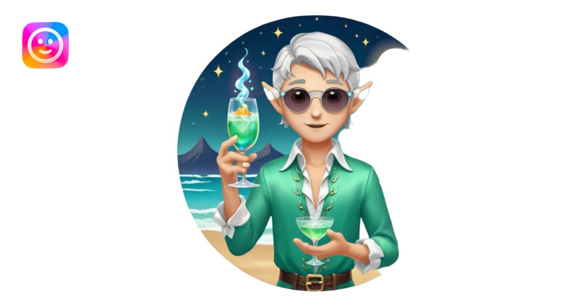 elf male bartender, flowing silver hair, pointy ears, unbuttoned ...