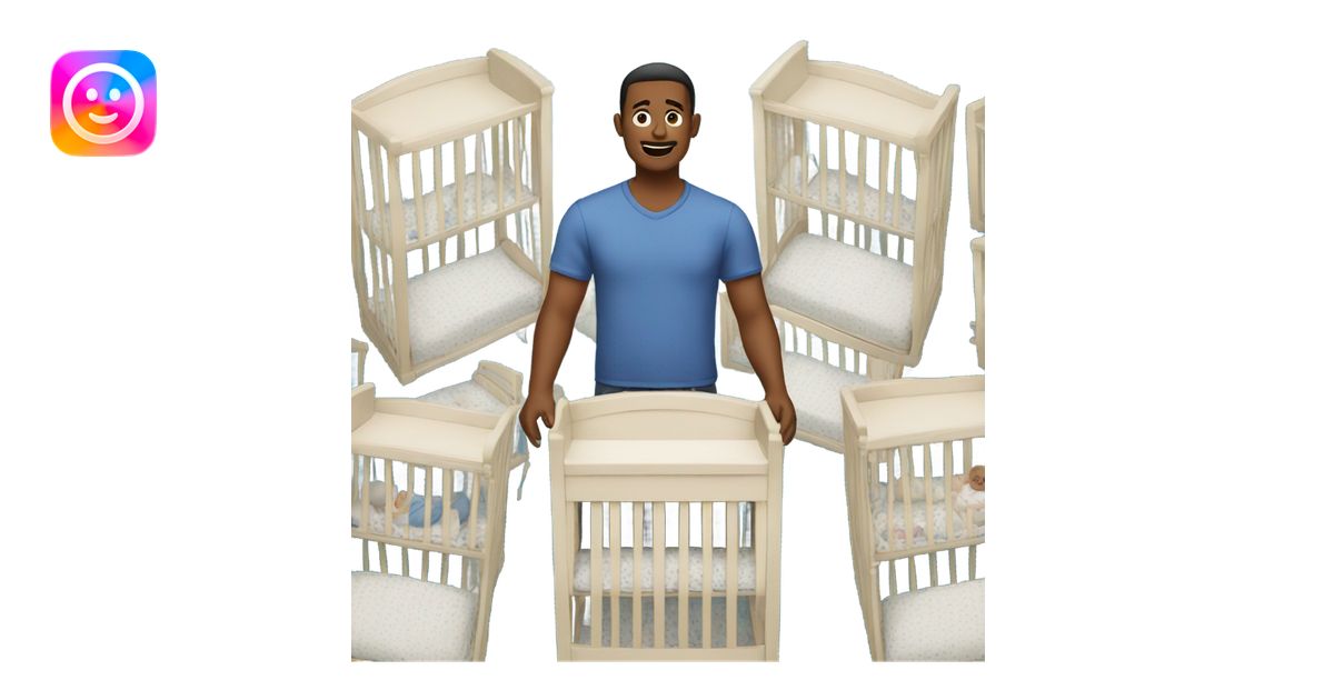 Man with two many baby cribs emoji | AI Emoji Generator