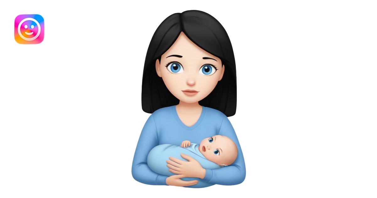 mom holding newborn baby girl with blue eyes white skin and black hair ...