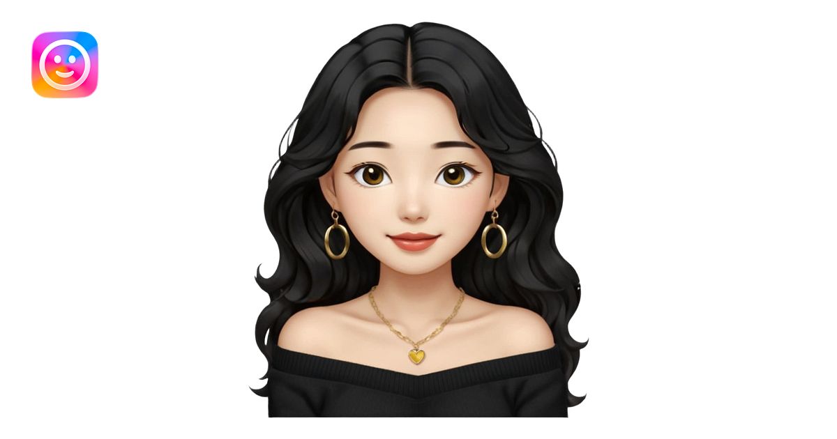 A South Korean girl with long, dark black wavy hair with middle part ...