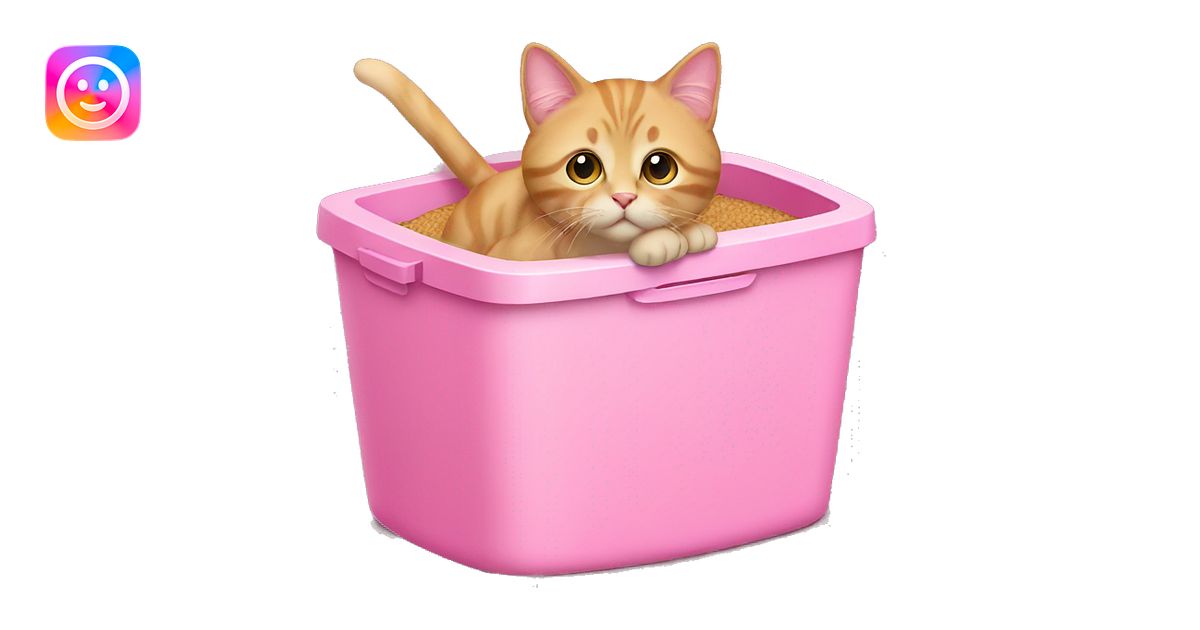 Pink litter box with litter emoji | AI Emoji Generator