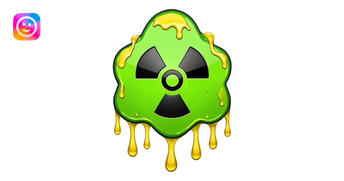 radioactive hazard symbol stylized to look like it is melting. The ...