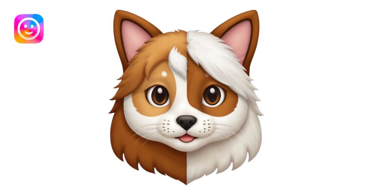 half cat half dog, split vertically, friendly face emoji | AI Emoji ...