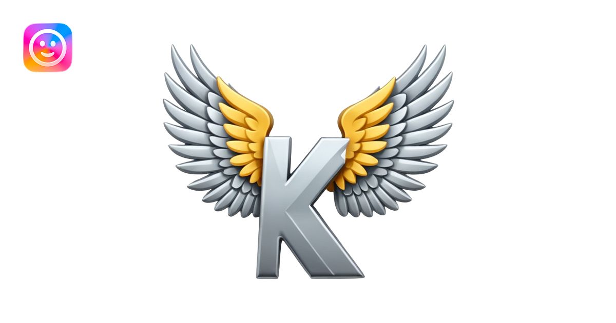 Add letter "K" between two wings emoji | AI Emoji Generator