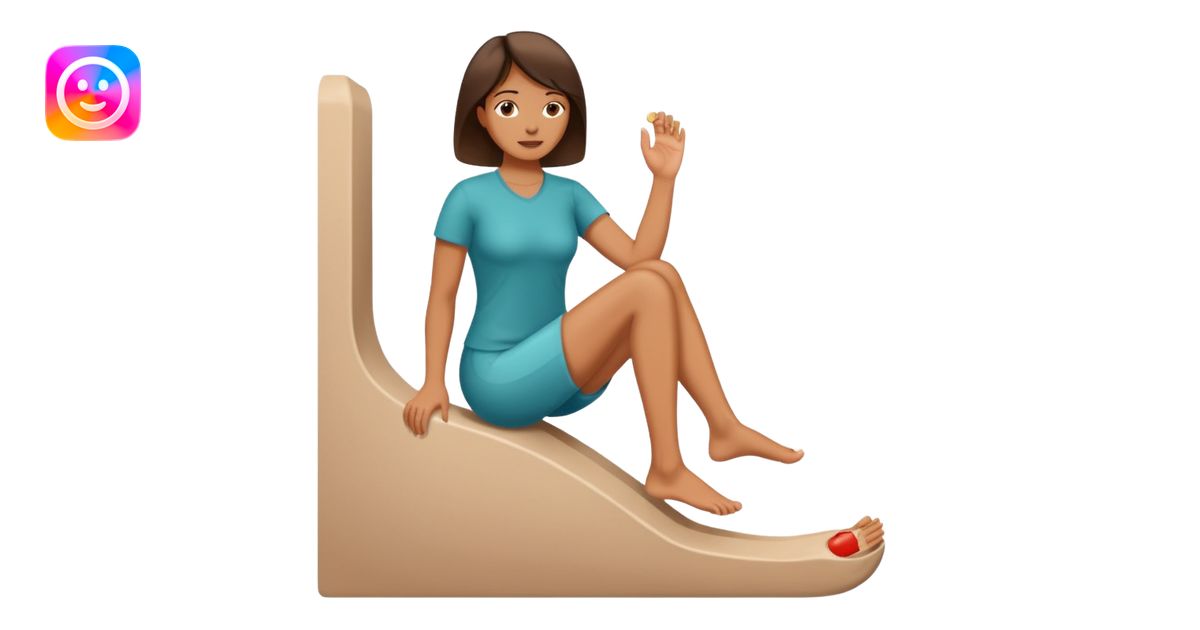 A women doing fot rehab, pressing her big toe against a wall emoji | AI ...