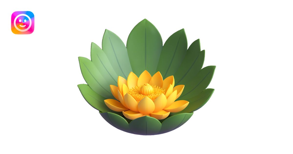 Detailed lotus flower with realistic lotus leaf - circular with ...