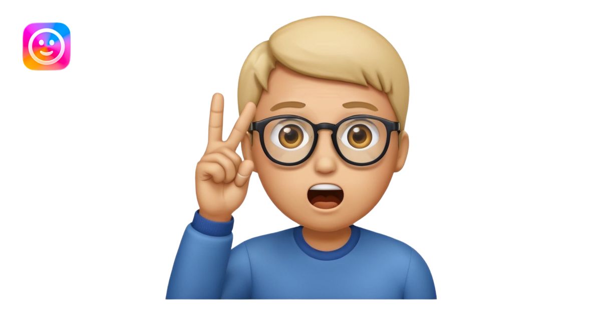 Generate a emoji head base with a shocked expression with a finger ...