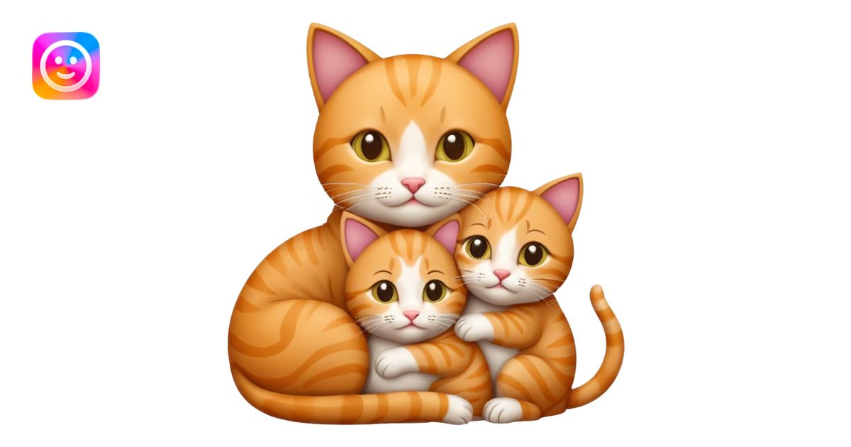 mama cat hugging her three kittens emoji | AI Emoji Generator