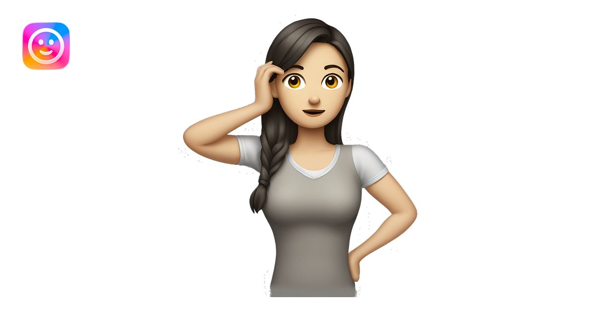 white brunette scratching head with side eye emoji | AI Emoji Generator