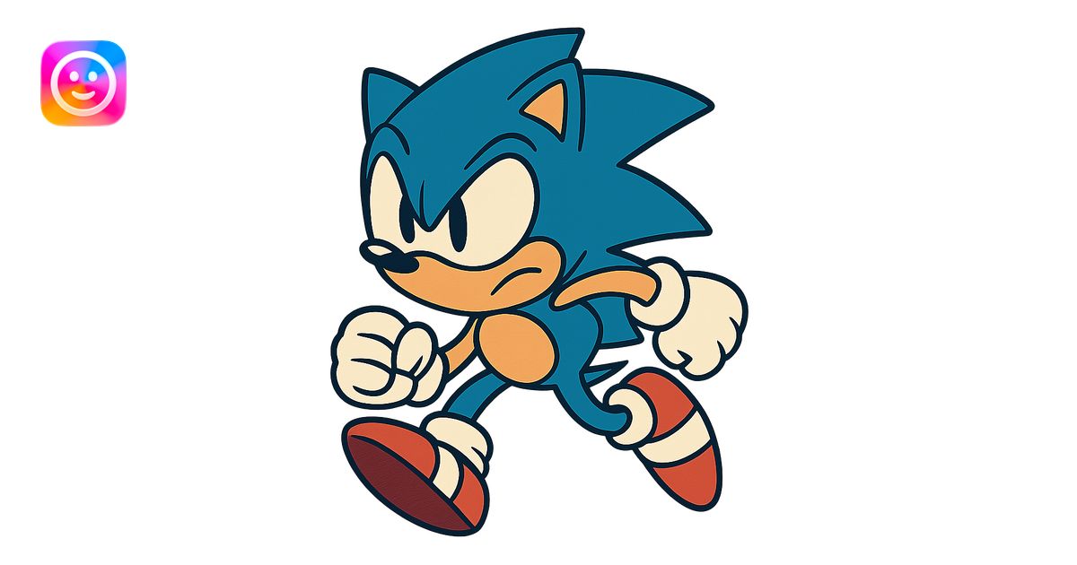 Sonic the Hedgehog with a determined expression, vibrant cartoon style ...