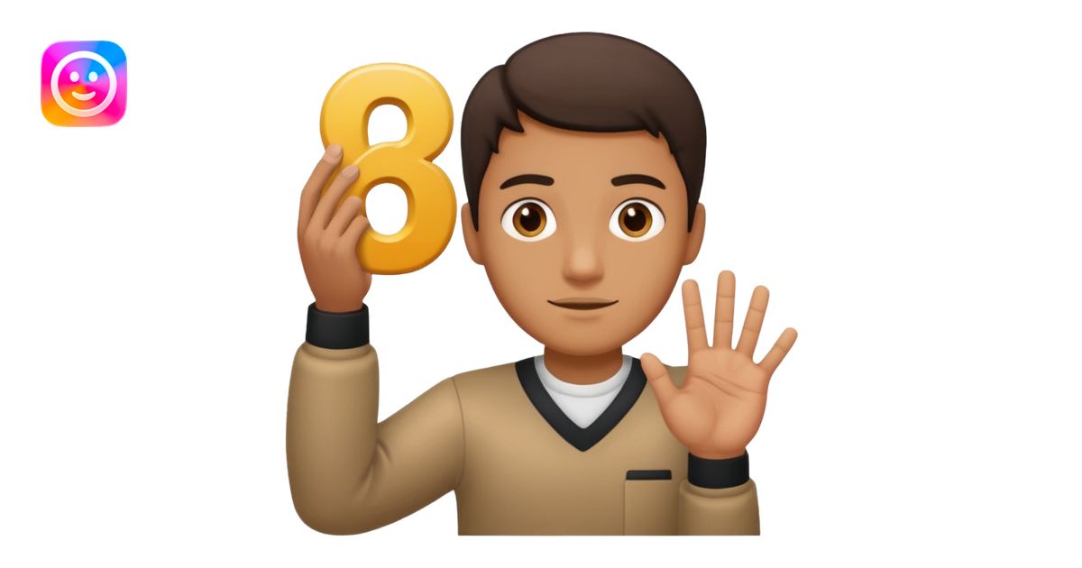 man holding 6️⃣ above the lefthand and 7️⃣ above the right hand emoji ...