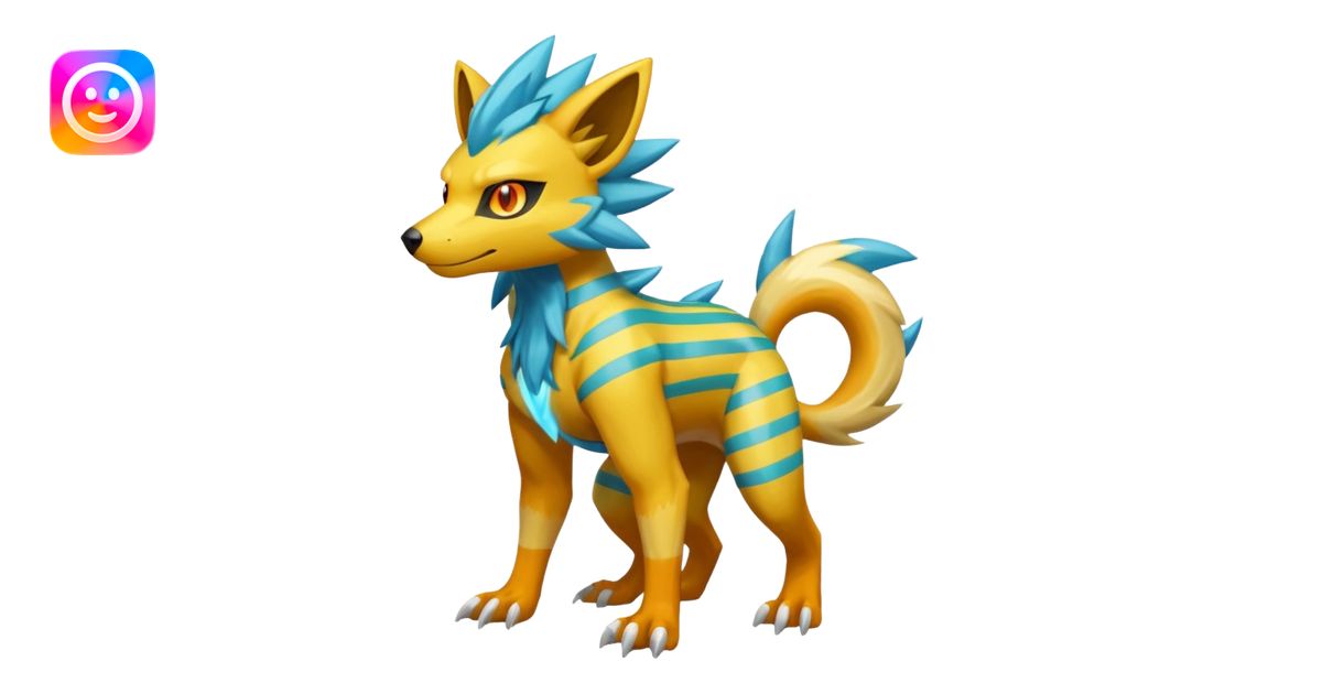 Cyan manectric-Electrike-Zeraora-fusion with neon-green stripes and ...