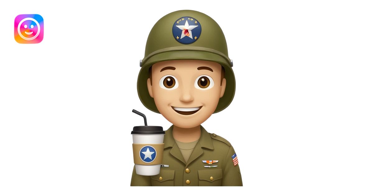 Tassae de cafe anthropomorphe style soldat americain ww2 emoji | AI ...