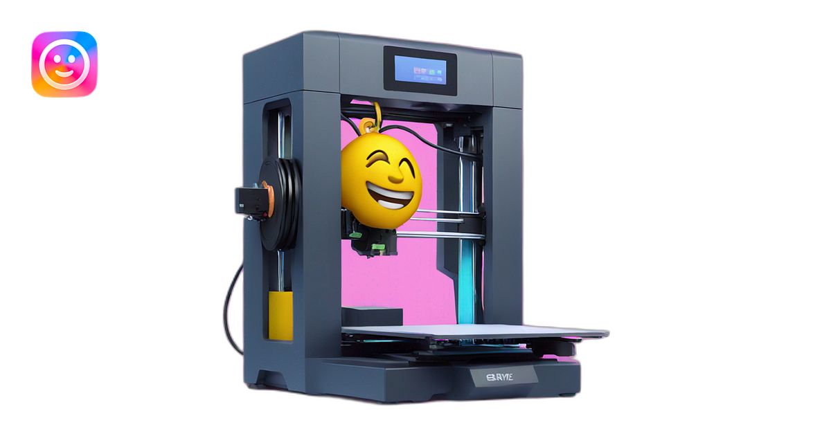 a 3d printer, bold colors emoji | AI Emoji Generator