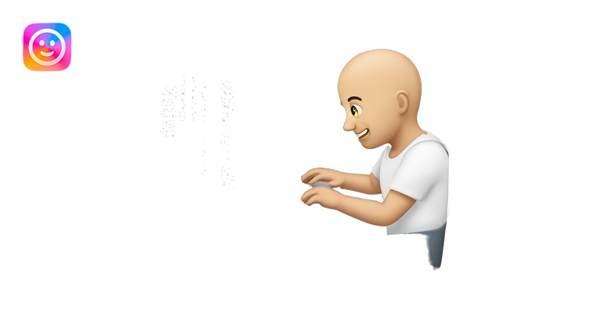 bald man wearing a baby in a baby carrier typing on computer. he shold ...