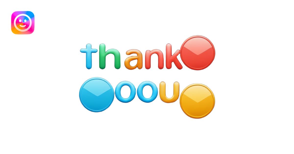 Discord custom emoji, 1:1. Pop rounded font text "Thank You". Single ...