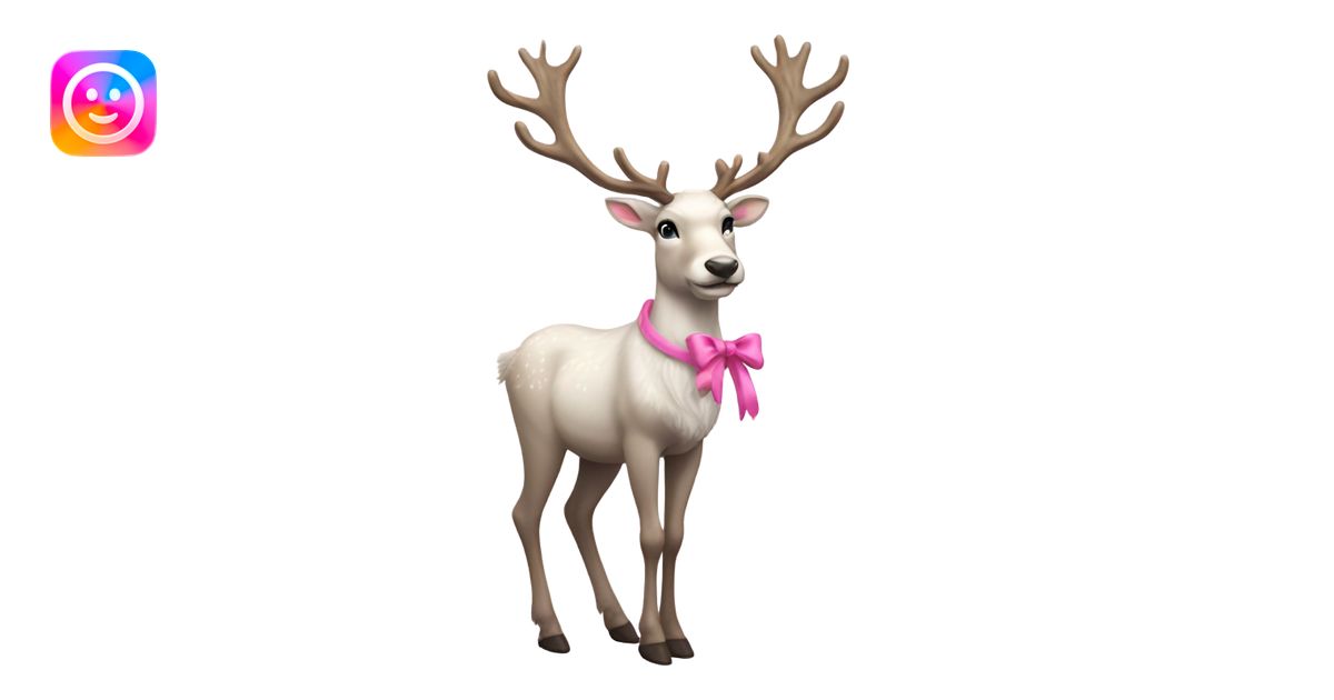 white realistic reindeer pink bows full body emoji | AI Emoji Generator