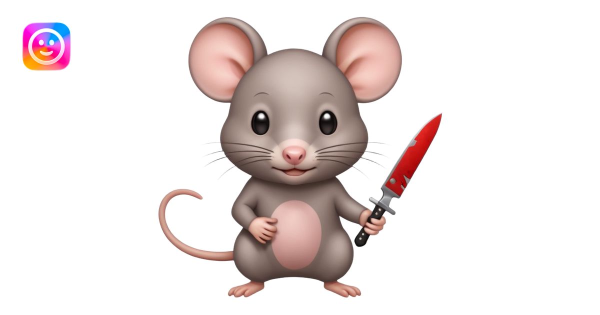 CREA UNA RATA KAWAII SOSTENIENDO UN CUCHILLO emoji | AI Emoji Generator