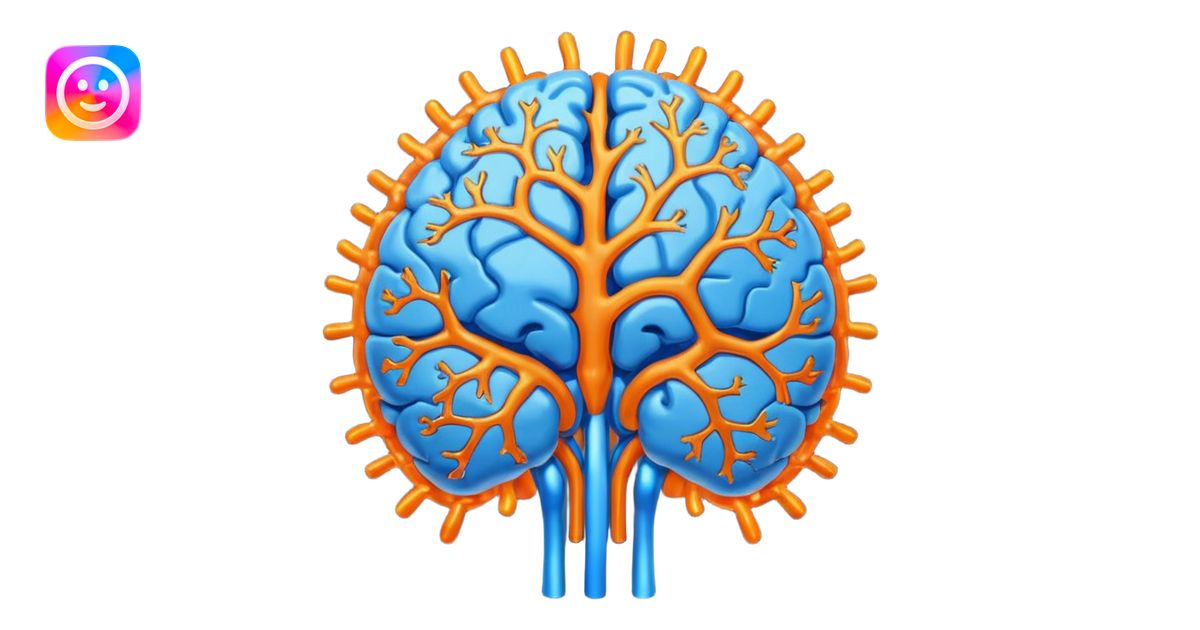 blue digital brain with orange neurons emoji | AI Emoji Generator