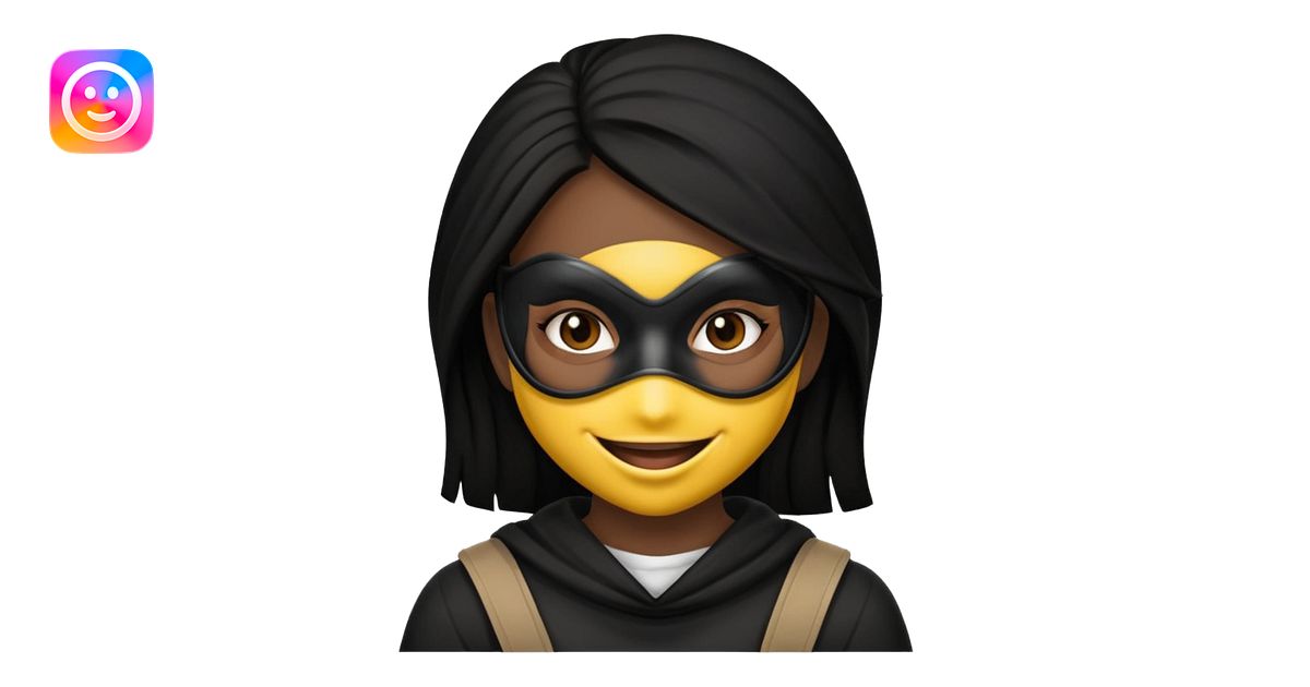 Girl robber emoji black hair emoji | AI Emoji Generator