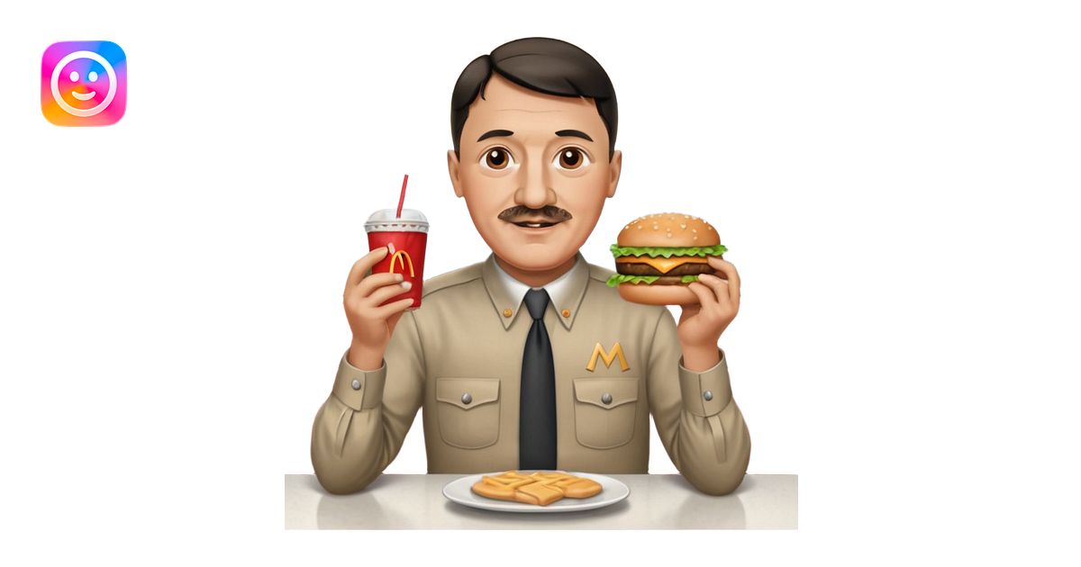 adolf hitler holding a big mac while sitting in a diner emoji | AI ...