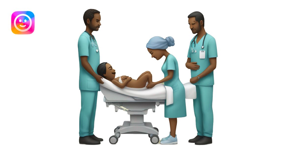 a woman gives birth and doctors stand nearby emoji | AI Emoji Generator