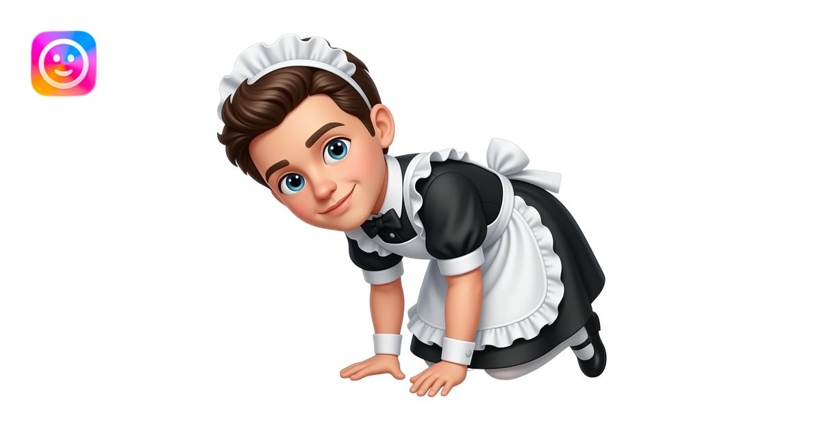 Cute male french maid bending over emoji | AI Emoji Generator