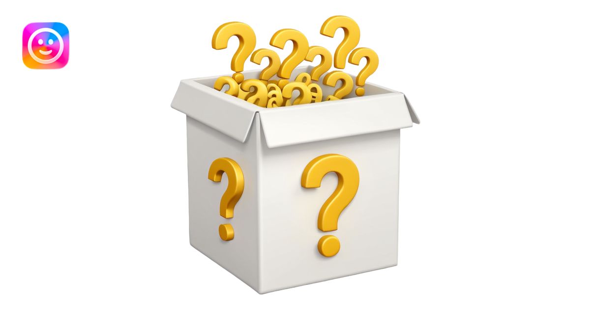 white box printed with q&a over stuffed with yellow question marks ...