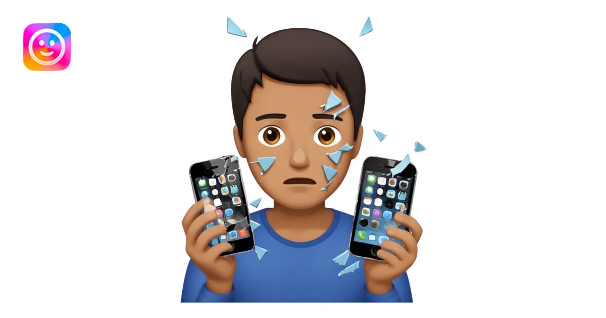 create the man with broke iphone in the hand emoji | AI Emoji Generator