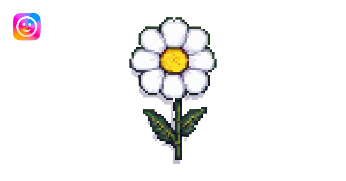 ultra minimal pixel art flower with very few pixels and black outline ...