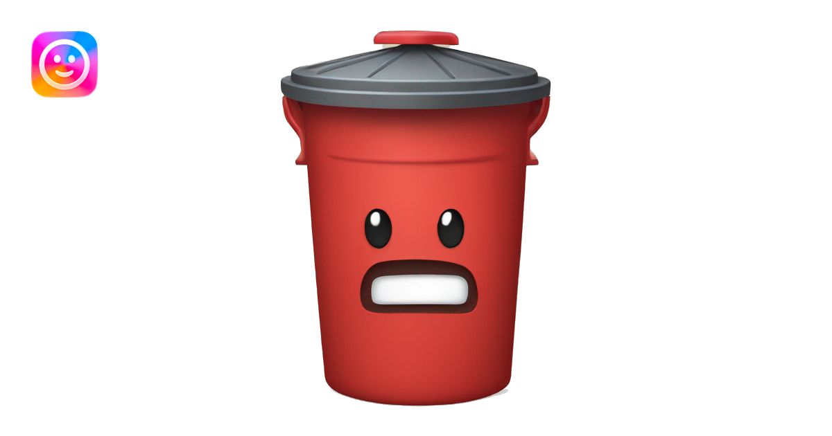"Red dustbin emoji with a lid, designed to symbolize deletion, in a ...