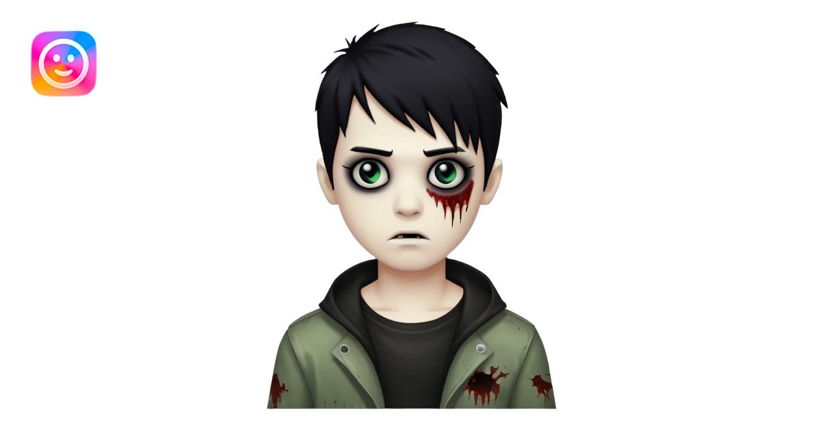 boy zombie with black hair emo emoji | AI Emoji Generator