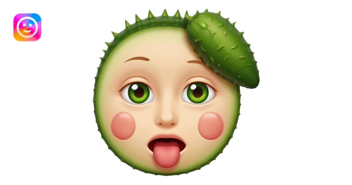 blushing face with pickle in mouth emoji | AI Emoji Generator