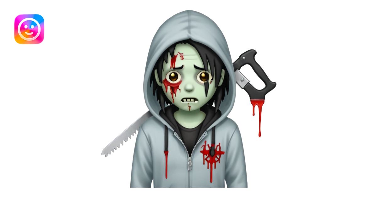 trap hood zombie emoji with saw and drip and emo black hair with dreads ...