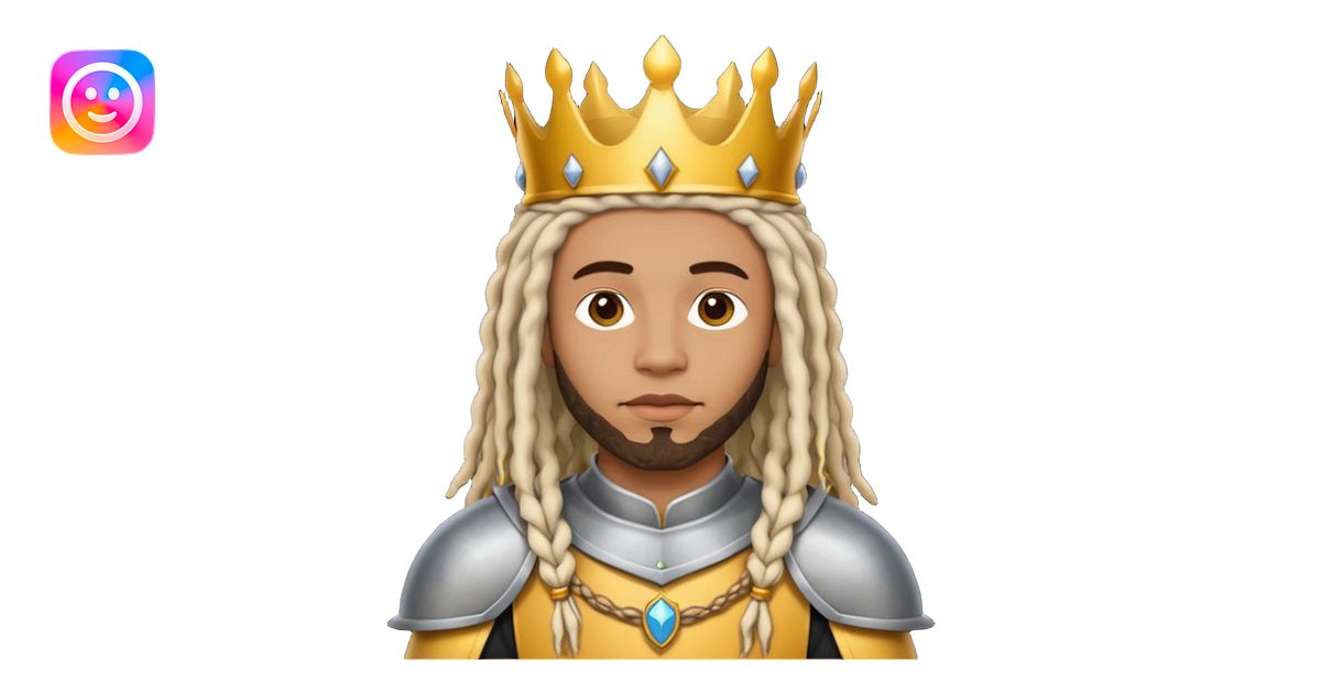 Lightskin knight with Dread locks and crown emoji | AI Emoji Generator