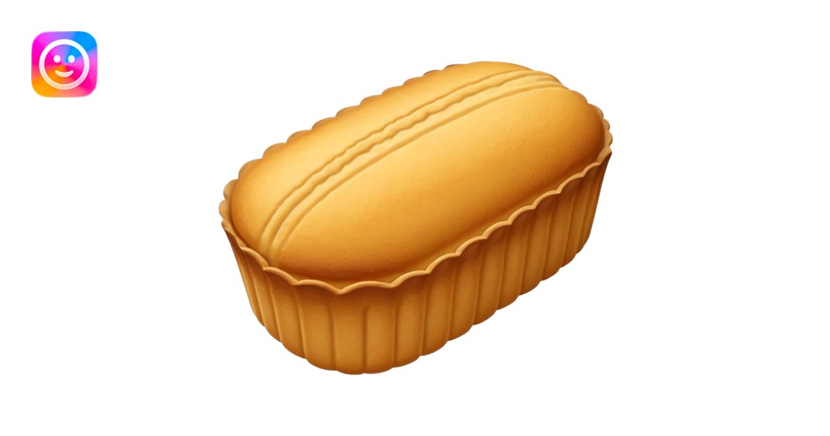 A madeleine pastry. Oval shaped with four to five vertical lines going ...