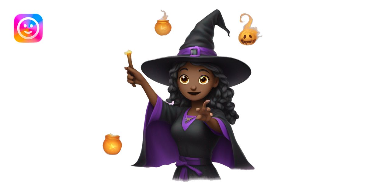 White girl witch casting a spell emoji | AI Emoji Generator