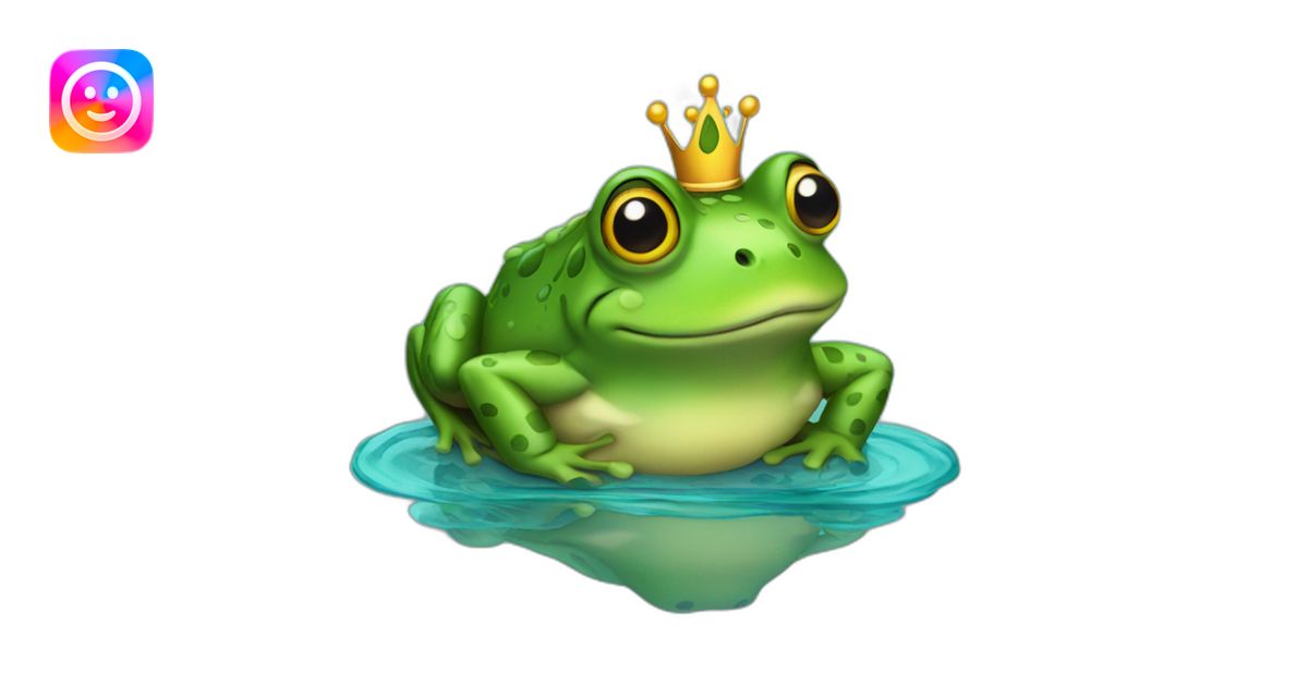 Queen frog in water emoji | AI Emoji Generator