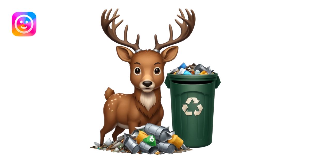 Buck with trashcan emoji | AI Emoji Generator