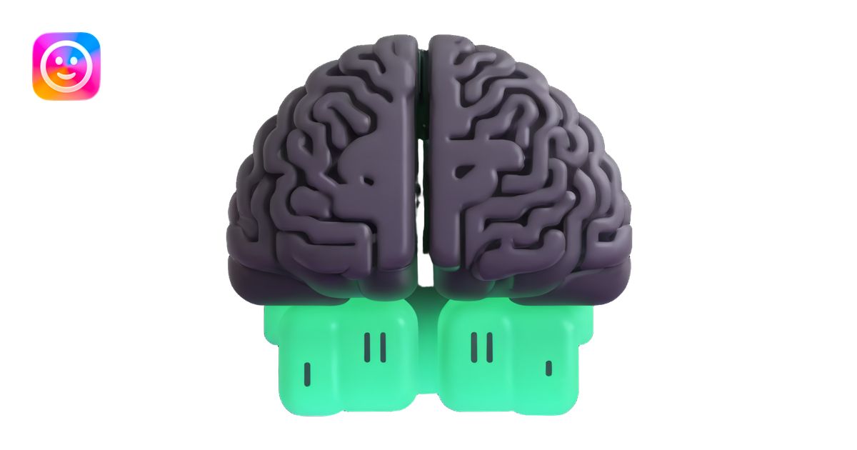 small emoji representing artificial intelligence, glowing brain ...