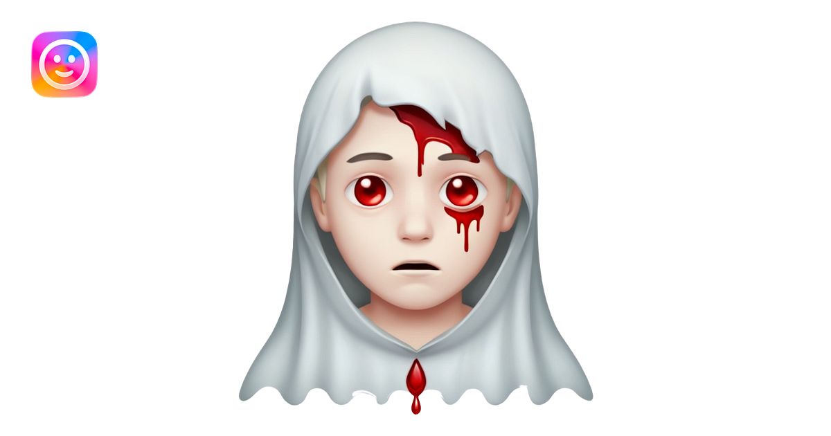 ghost boy face with blood tears emoji | AI Emoji Generator