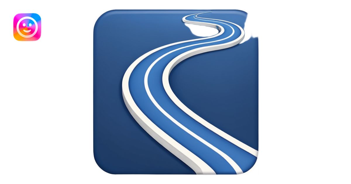 Clean roadmap icon emoji with curved path and milestones, modern ...