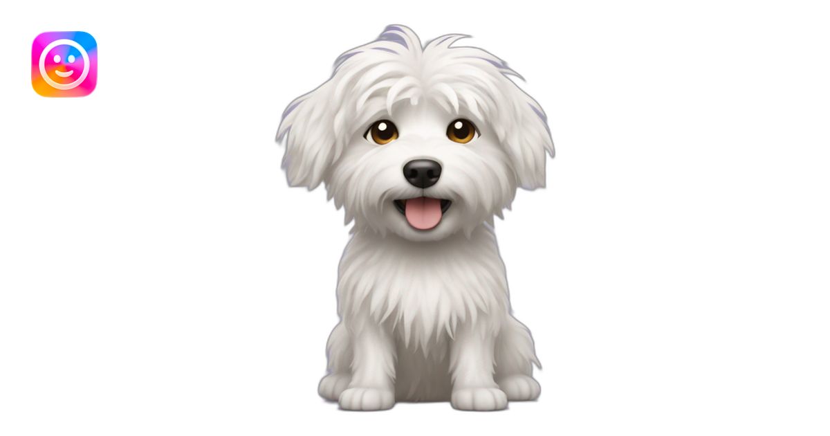 Little white dog with shaggy hair emoji | AI Emoji Generator