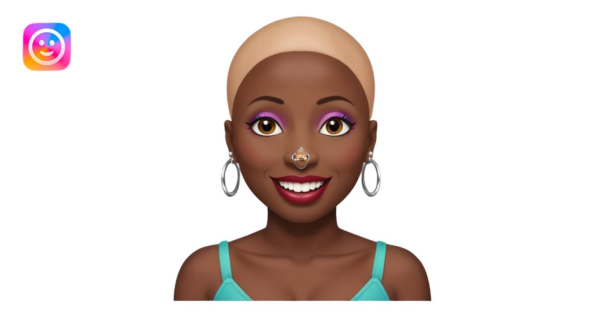 Grown black (proud) woman, bald with a perfect head, a prominent nose ...