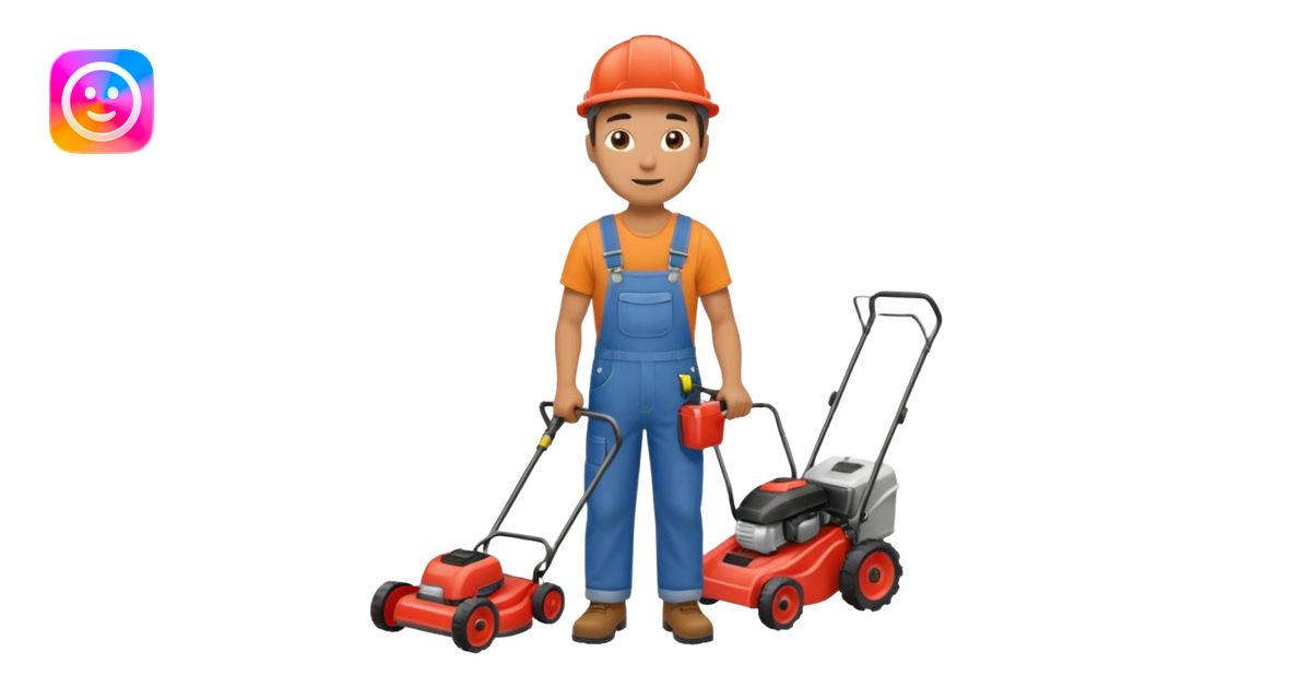 Maintenance worker with full-body lawnmower emoji | AI Emoji Generator