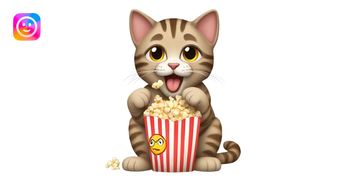 Tabby, cat eating popcorn emoji | AI Emoji Generator