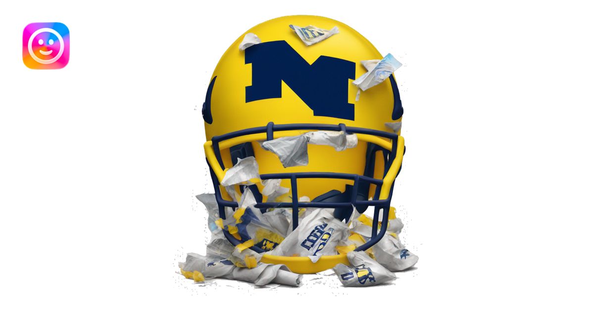 University of Michigan football helmet surrounded by trash emoji | AI ...