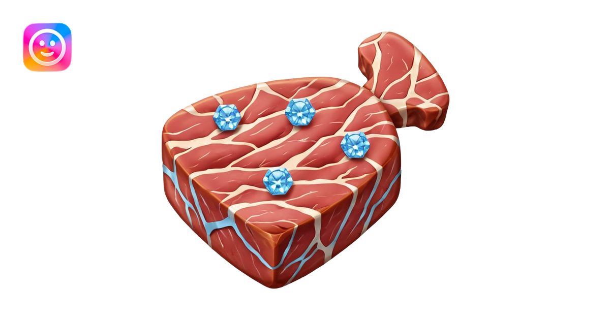 Meat with diamond textur and blue color emoji | AI Emoji Generator