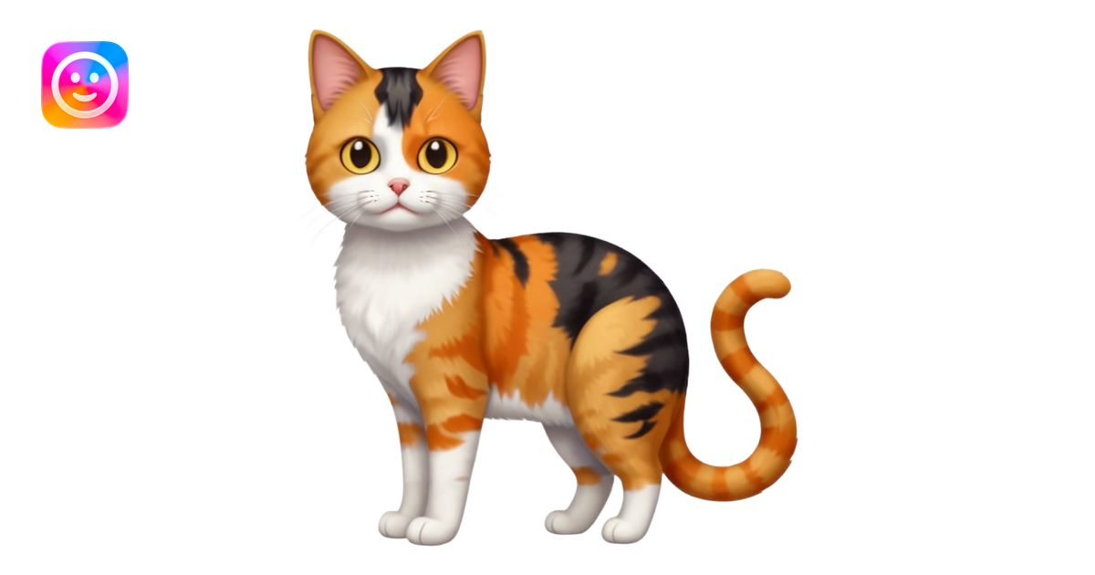 full body colourful calico tabby cat with disproportioned head with an ...