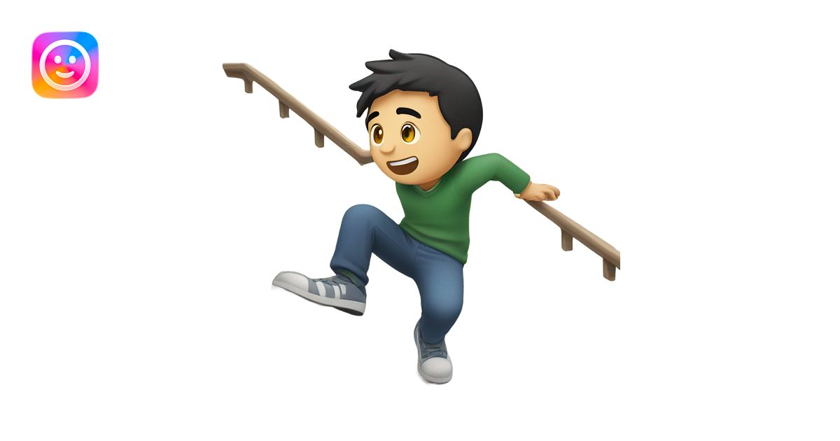Asian guy falling down steps emoji | AI Emoji Generator